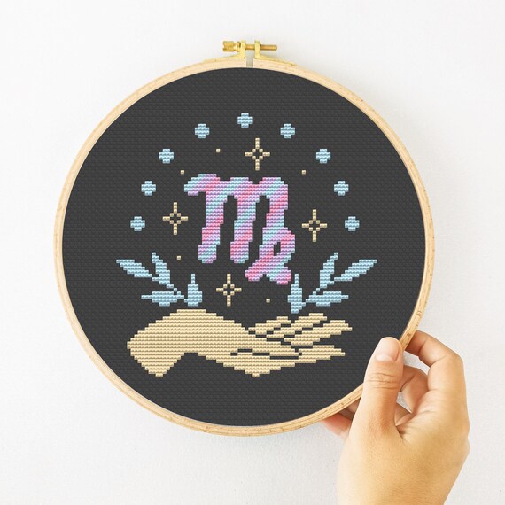 Virgo Cross Stitch Pattern PDF Zodiac Sign Hand Embroidery | Etsy