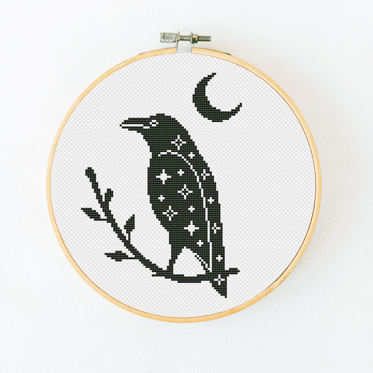 Raven Cross Stitch Pattern PDF Witch Cross Stitch Gothic | Etsy