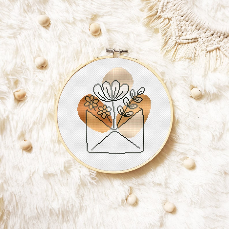 Envelope Cross Stitch Pattern PDF Boho Flower Hand - Etsy