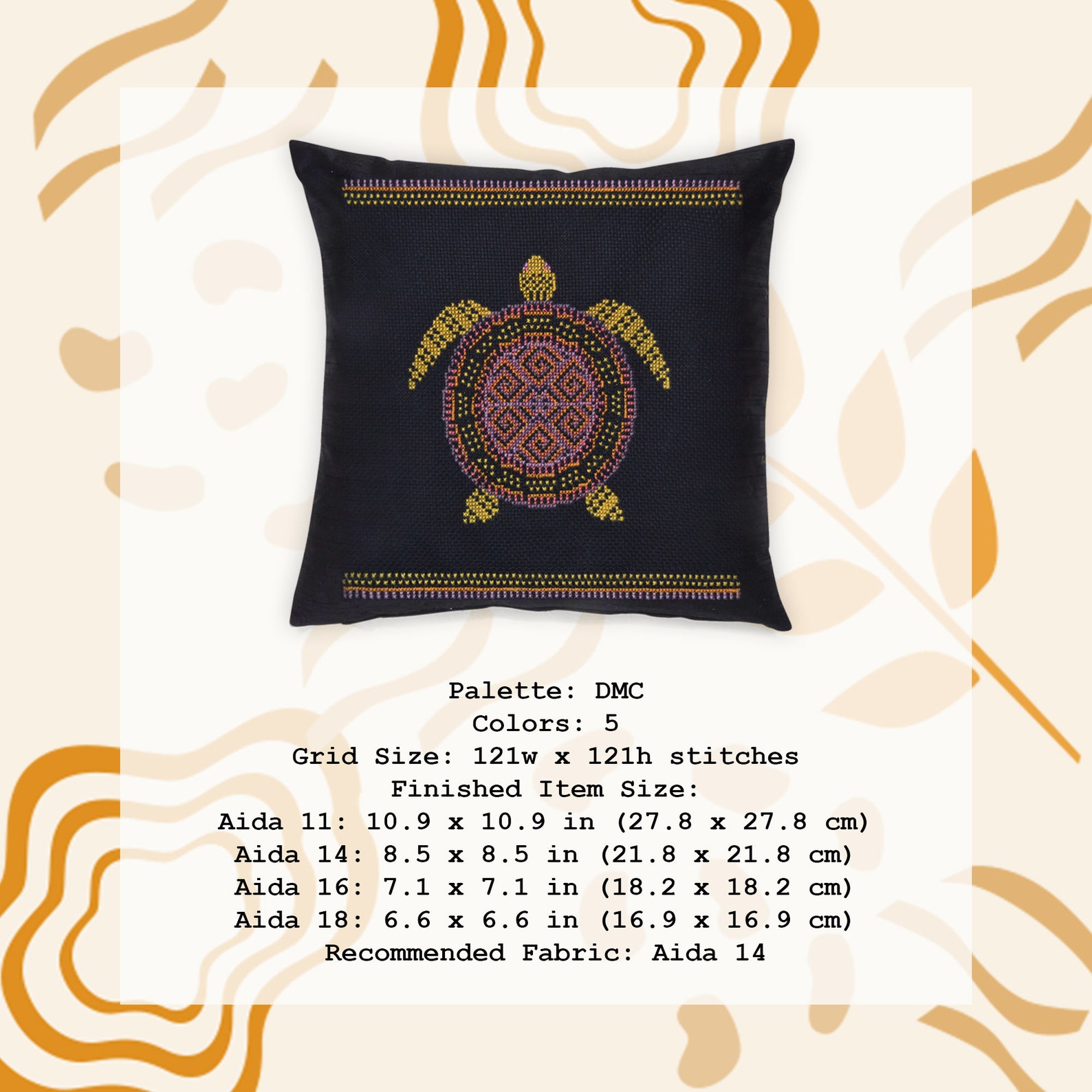 Turtle Cross Stitch Pattern PDF Mandala Cross Stitch | Etsy