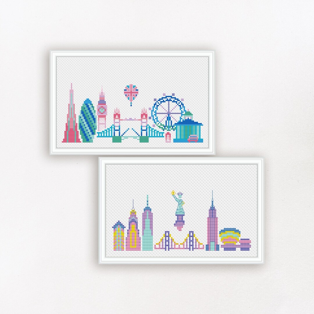 TWO City Cross Stitch Patterns PDF, London Cross Stitch Chart, New York ...