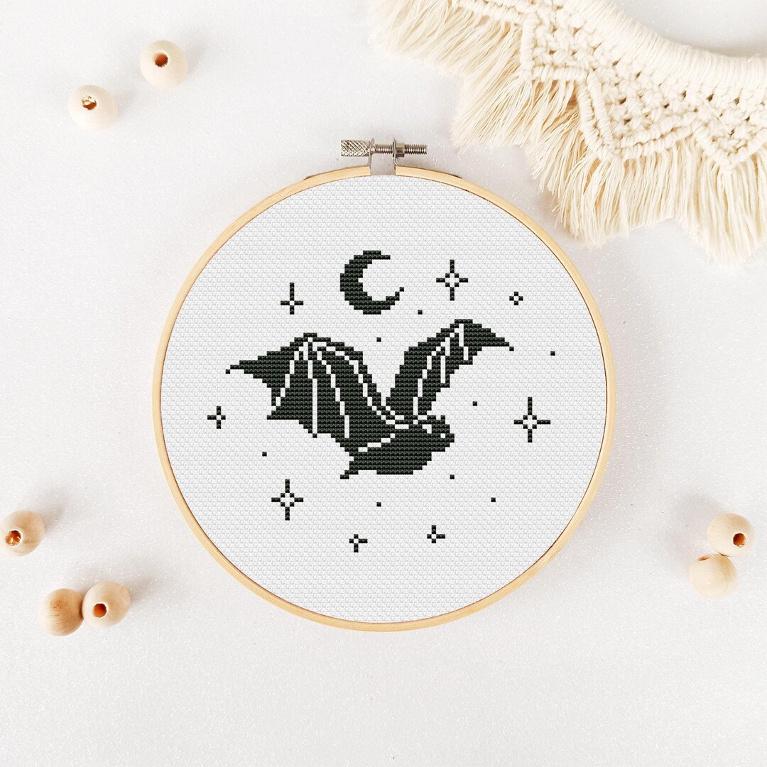 Flying Bat Cross Stitch Pattern PDF, Gothic Cross Stitch, Mystical Hand ...