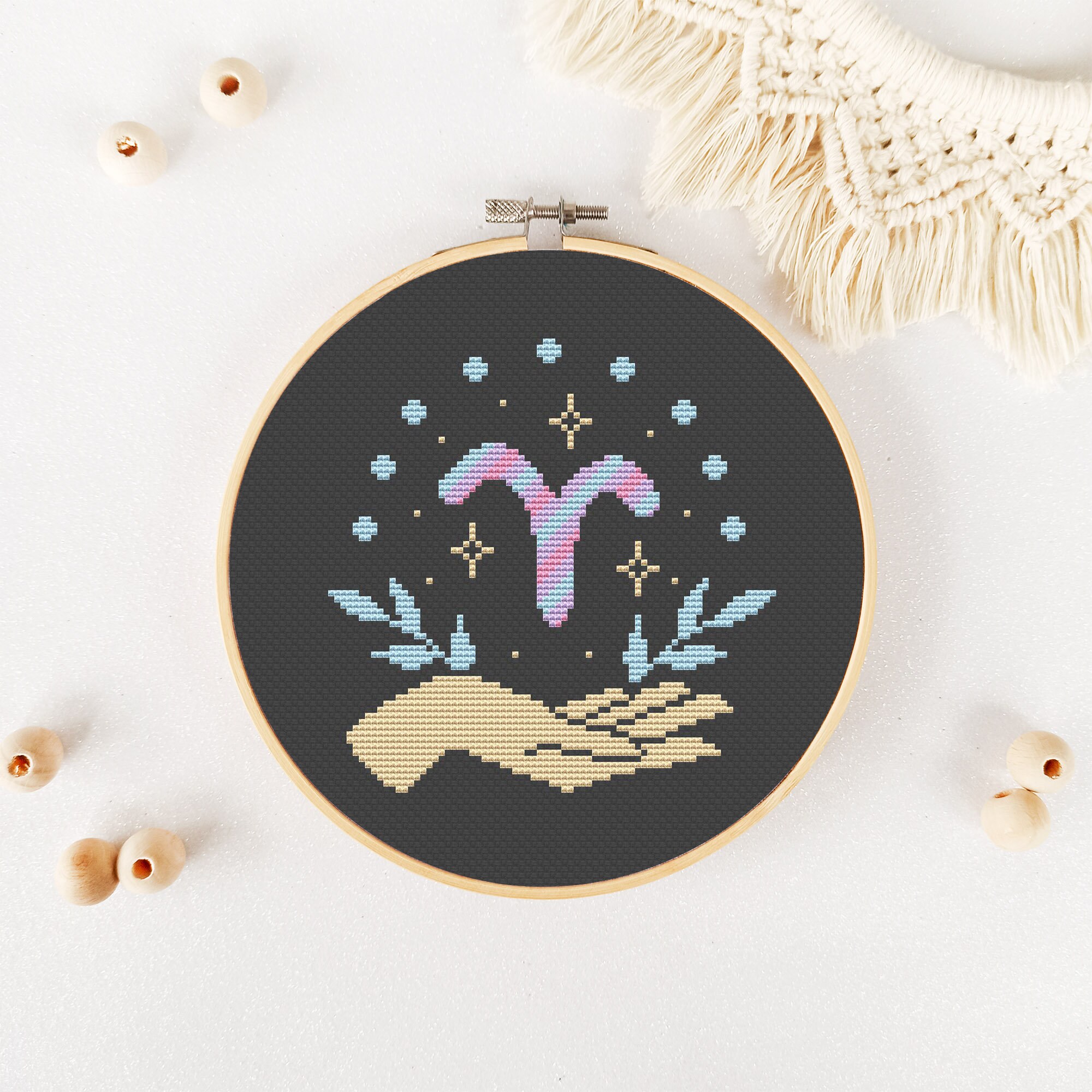 Aries Cross Stitch Pattern PDF Zodiac Sign Hand Embroidery | Etsy