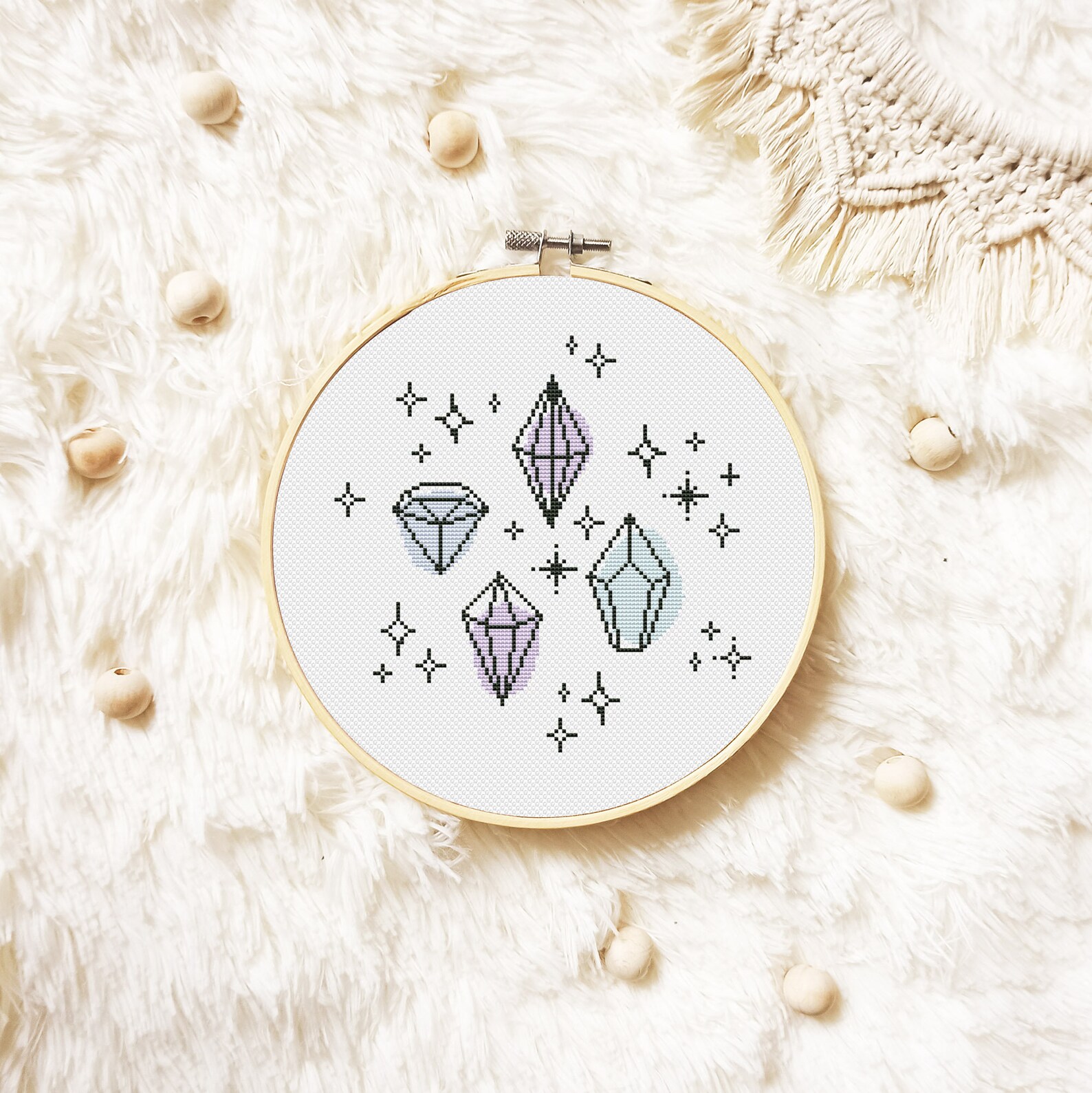 Crystal Cross Stitch Pattern: Celestial Gem Embroidery (PDF Pattern) - Etsy