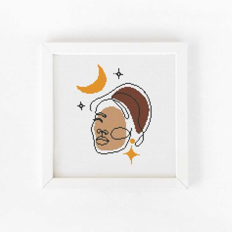 Black Woman Cross Stitch Pattern PDF Female Face Line Art - Etsy