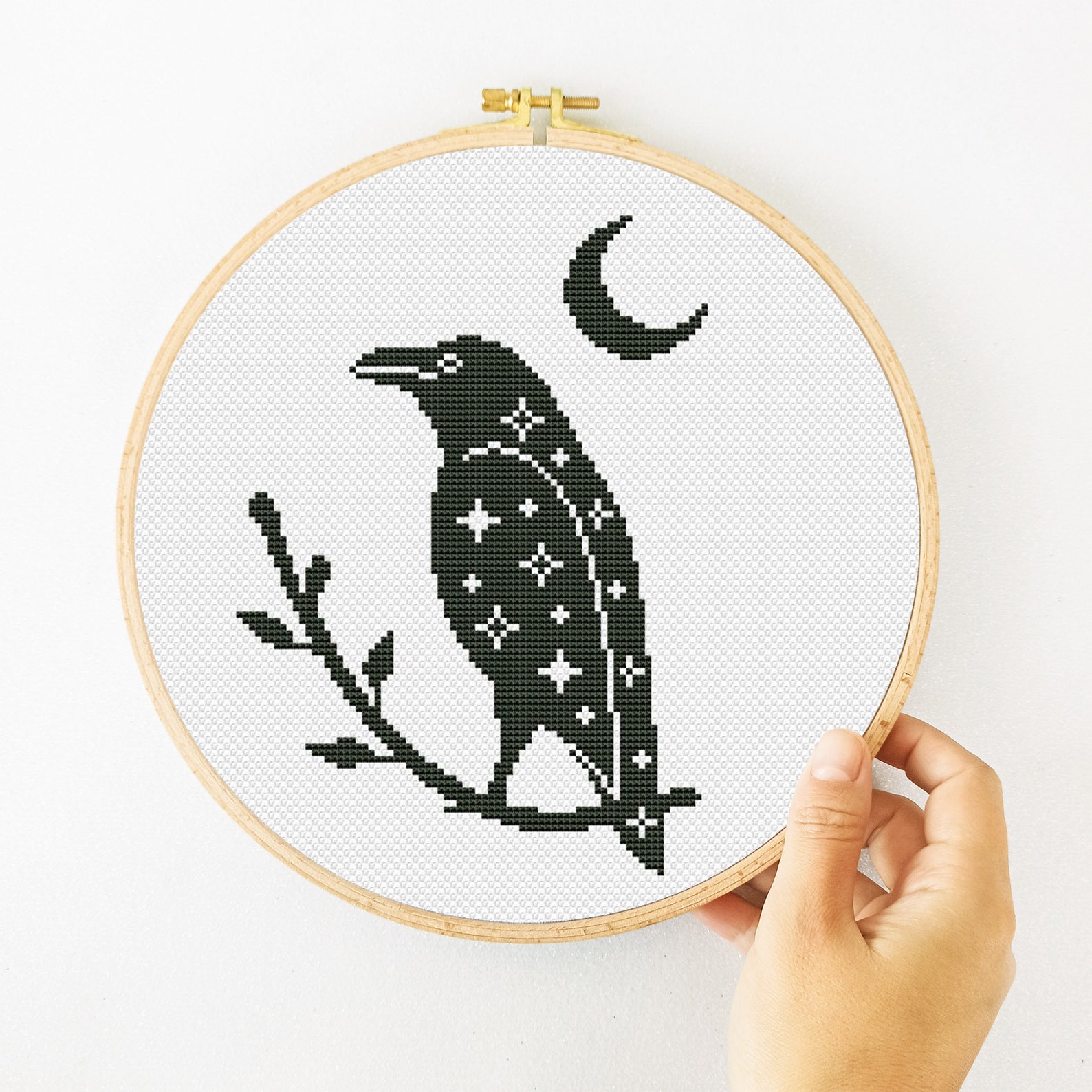 Raven Cross Stitch Pattern PDF, Witch Cross Stitch, Gothic Cross Stitch ...