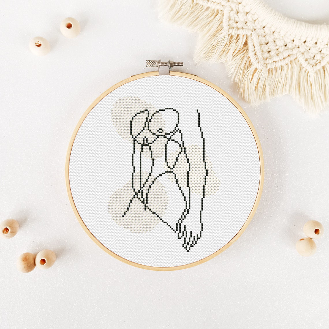 Man One Line Cross Stitch Pattern PDF Boho Hand Embrodiery - Etsy