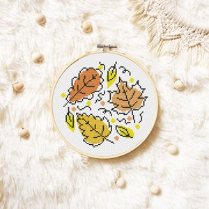 Autumn Leaf Cross Stitch Pattern PDF, Fall Cross Stitch, Leaves Hand ...