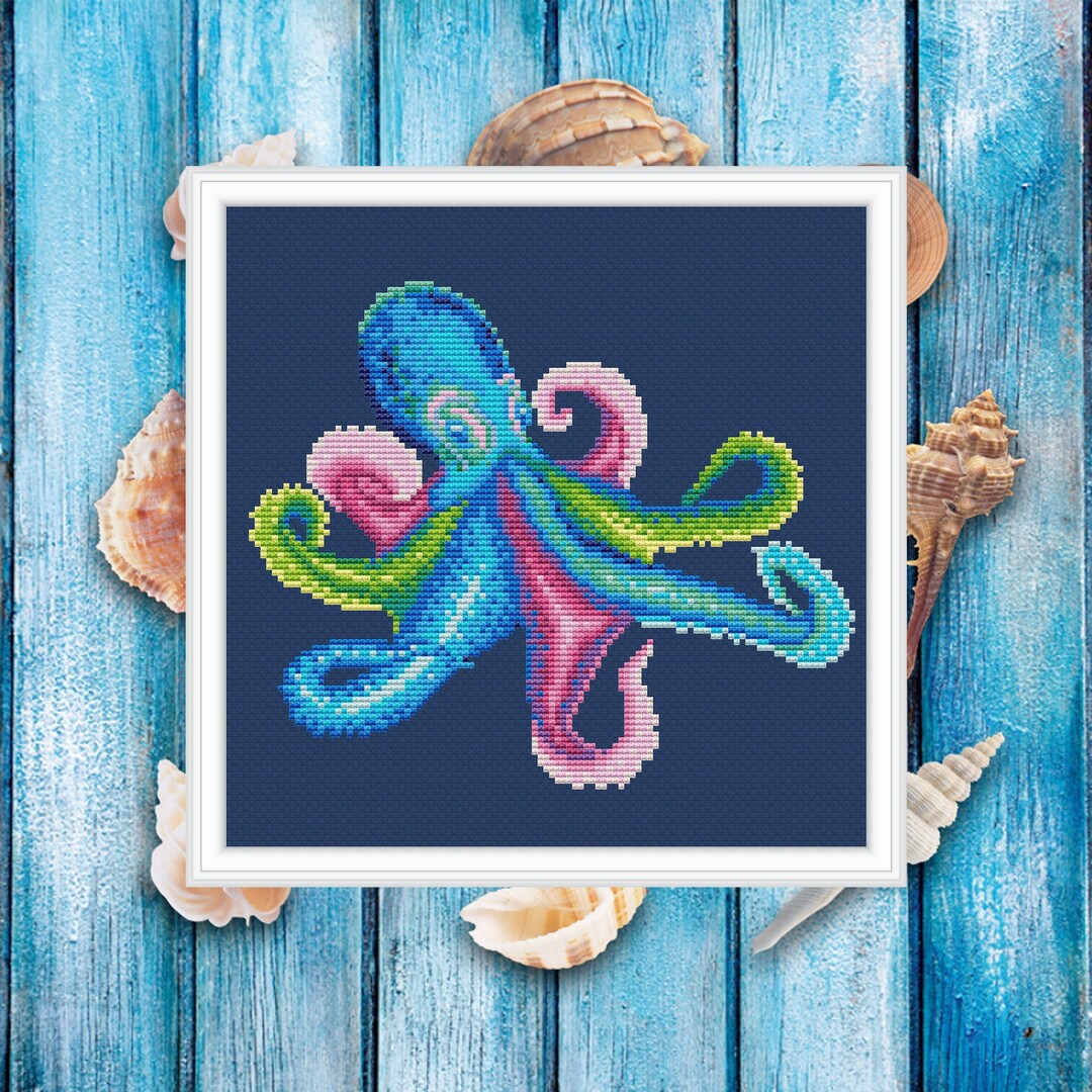 Octopus Cross Stitch Pattern PDF: Sea Creature Hand Embroidery (sea ...