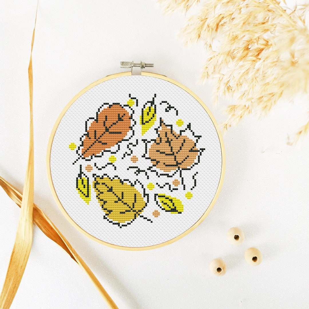 Autumn Leaf Cross Stitch Pattern PDF, Fall Cross Stitch, Leaves Hand ...