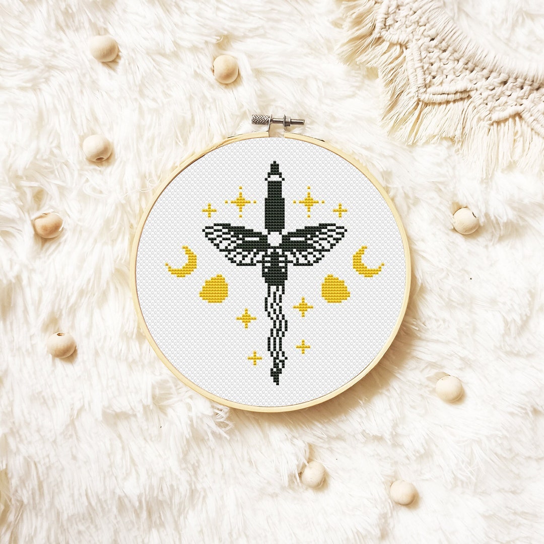 Witch Cross Stitch Pattern PDF, Celestial Moth Xstitch, Mystical Moon ...