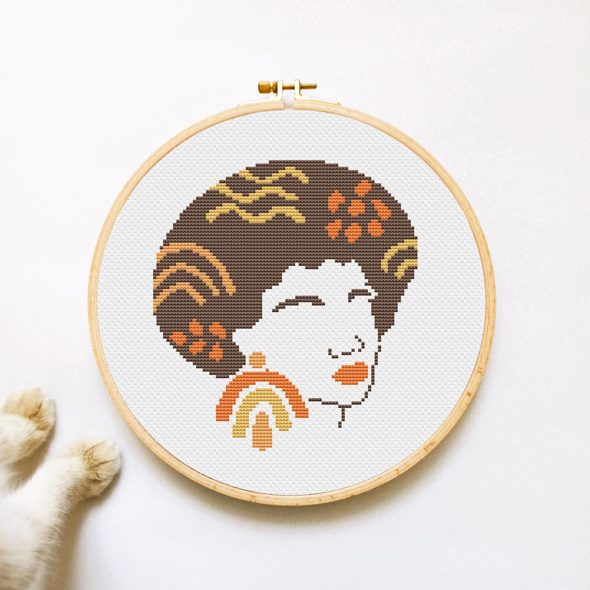 Black Woman Cross Stitch Pattern PDF: Boho African Female Face Hand ...