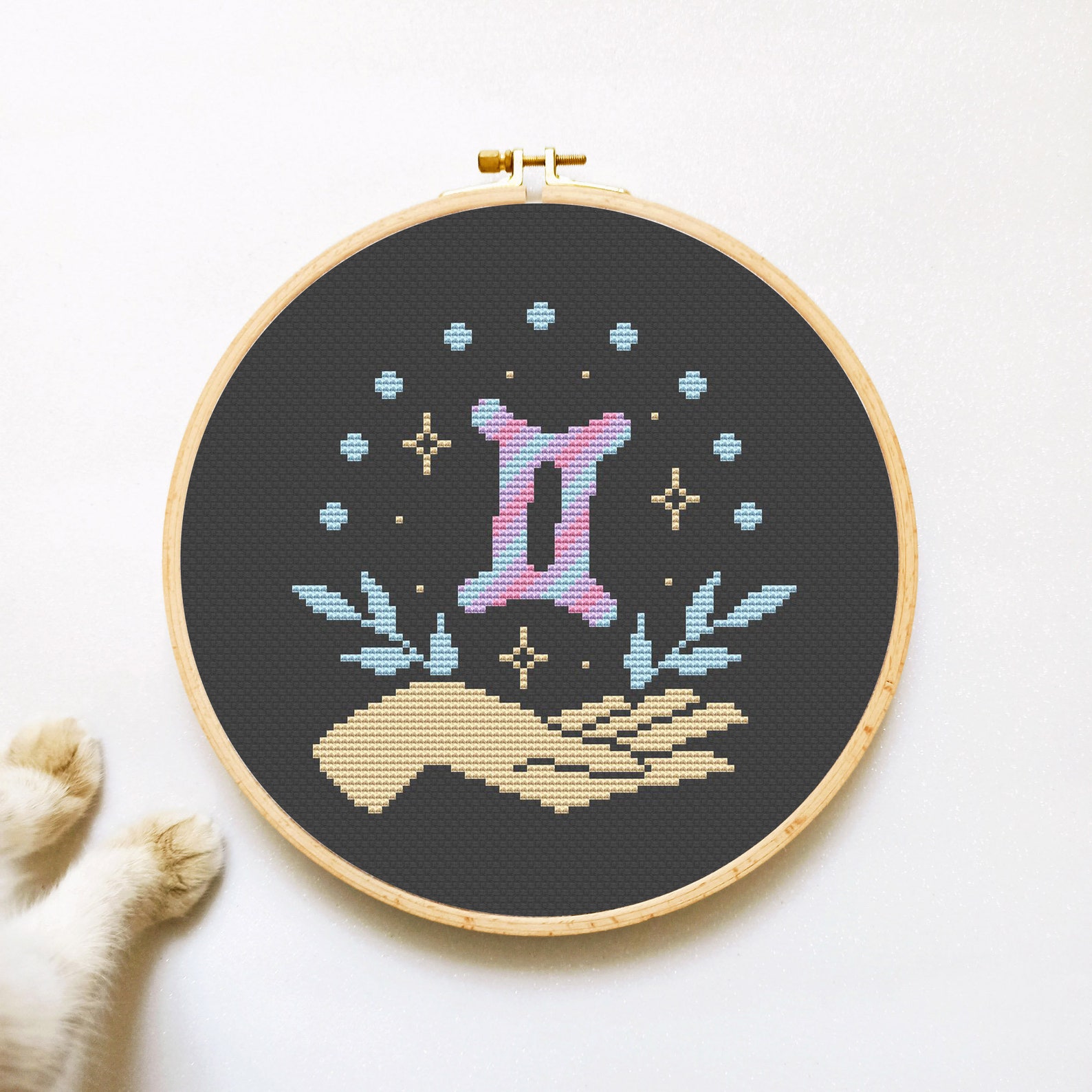 Gemini Cross Stitch Pattern PDF, Zodiac Sign Hand Embroidery, Astrology ...