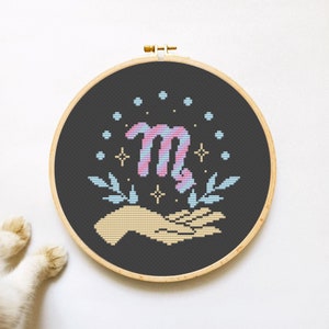Scorpio Cross Stitch Pattern PDF, Zodiac Sign Hand Embroidery ...