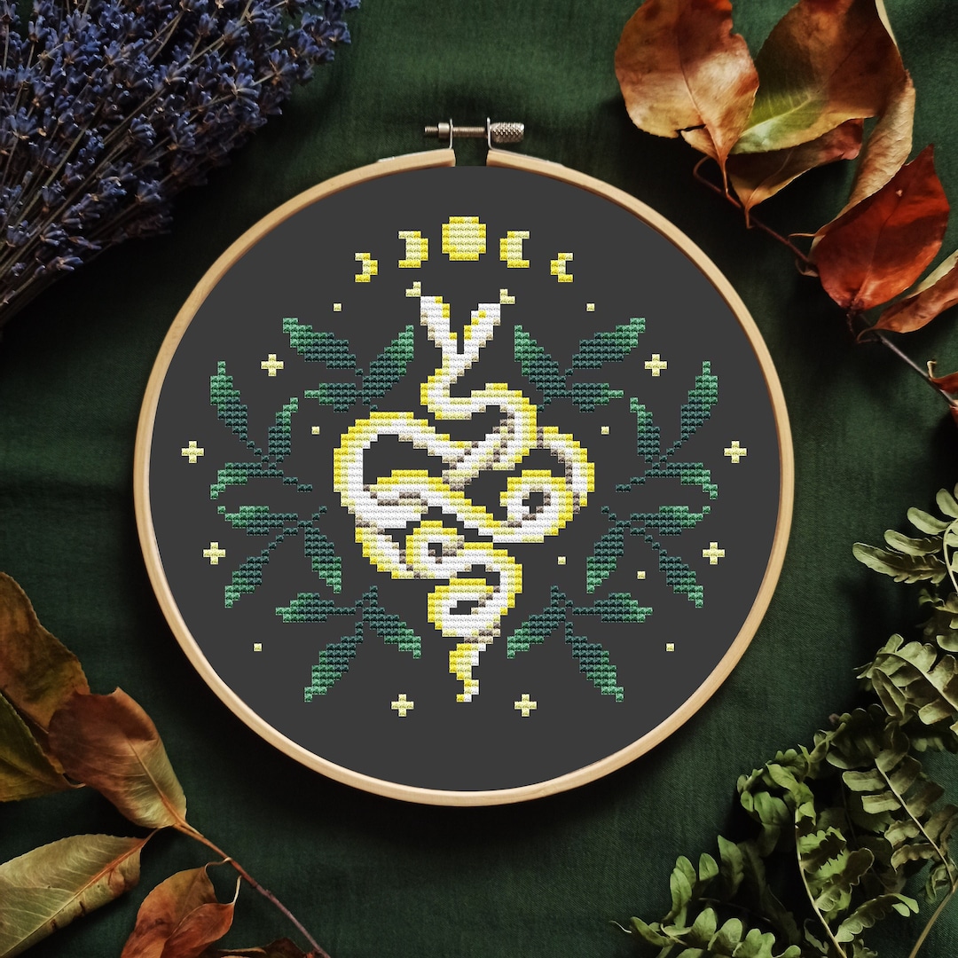 Mystical Snake Cross Stitch Pattern PDF, Witchy Cross Stitch, Serpent ...