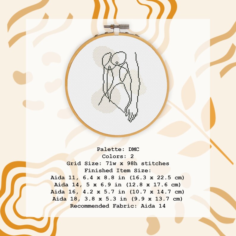 Man One Line Cross Stitch Pattern PDF Boho Hand Embrodiery | Etsy