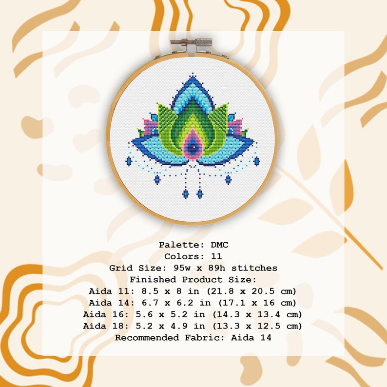 Lotus Cross Stitch Pattern PDF Flower Mandala Xstitch - Etsy