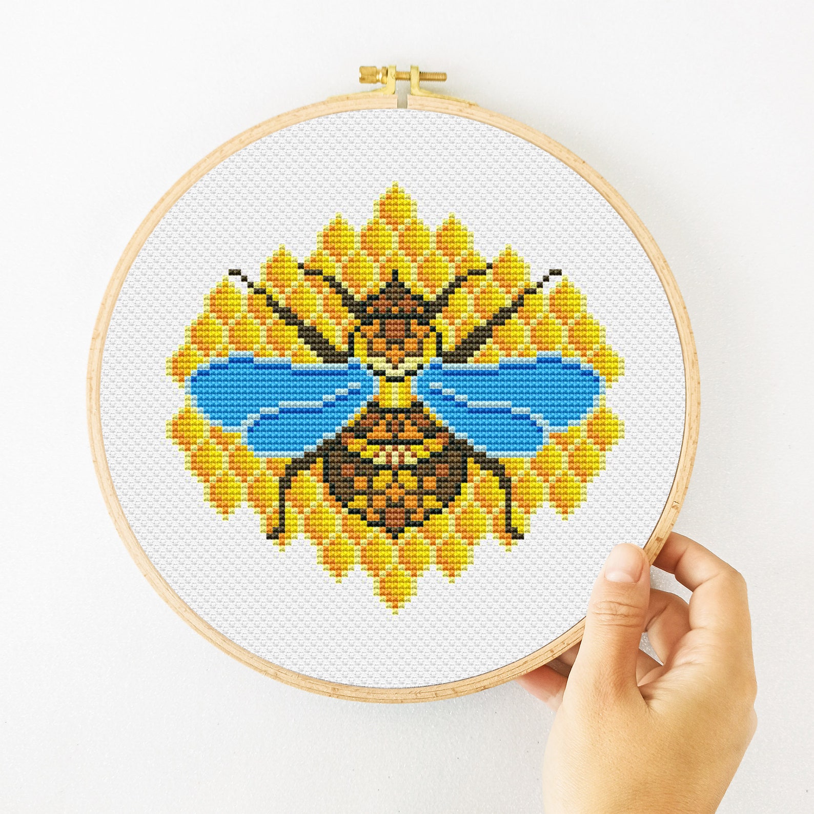 Bumble Bee Cross Stitch Pattern PDF Honeycomb Mandala - Etsy