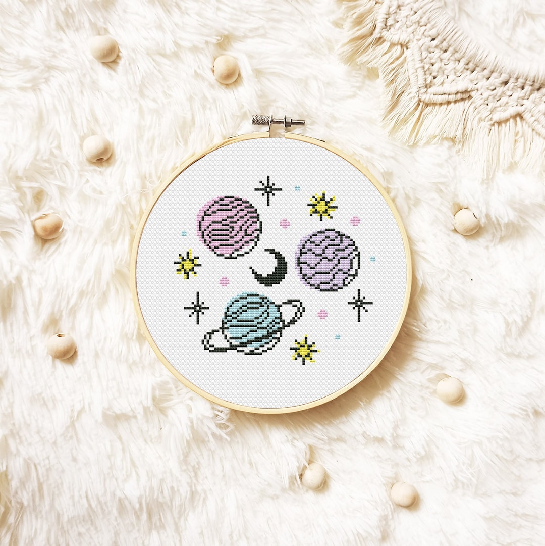 Galaxy Planet Cross Stitch Pattern PDF, Space Cross Stitch, Celestial ...