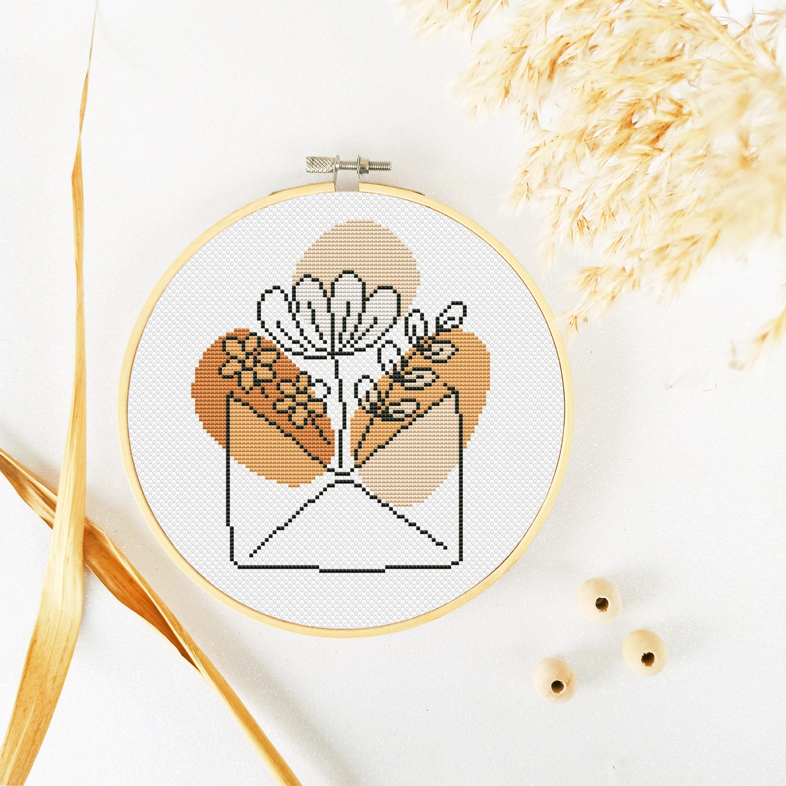 Envelope Cross Stitch Pattern PDF Boho Flower Hand - Etsy