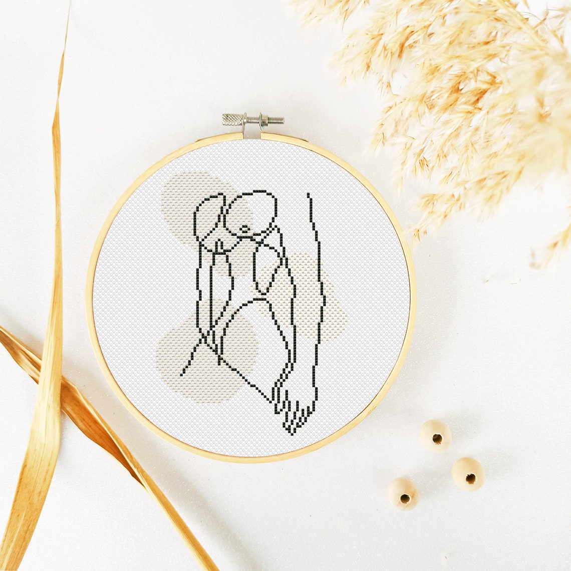 Man One Line Cross Stitch Pattern PDF Boho Hand Embrodiery - Etsy