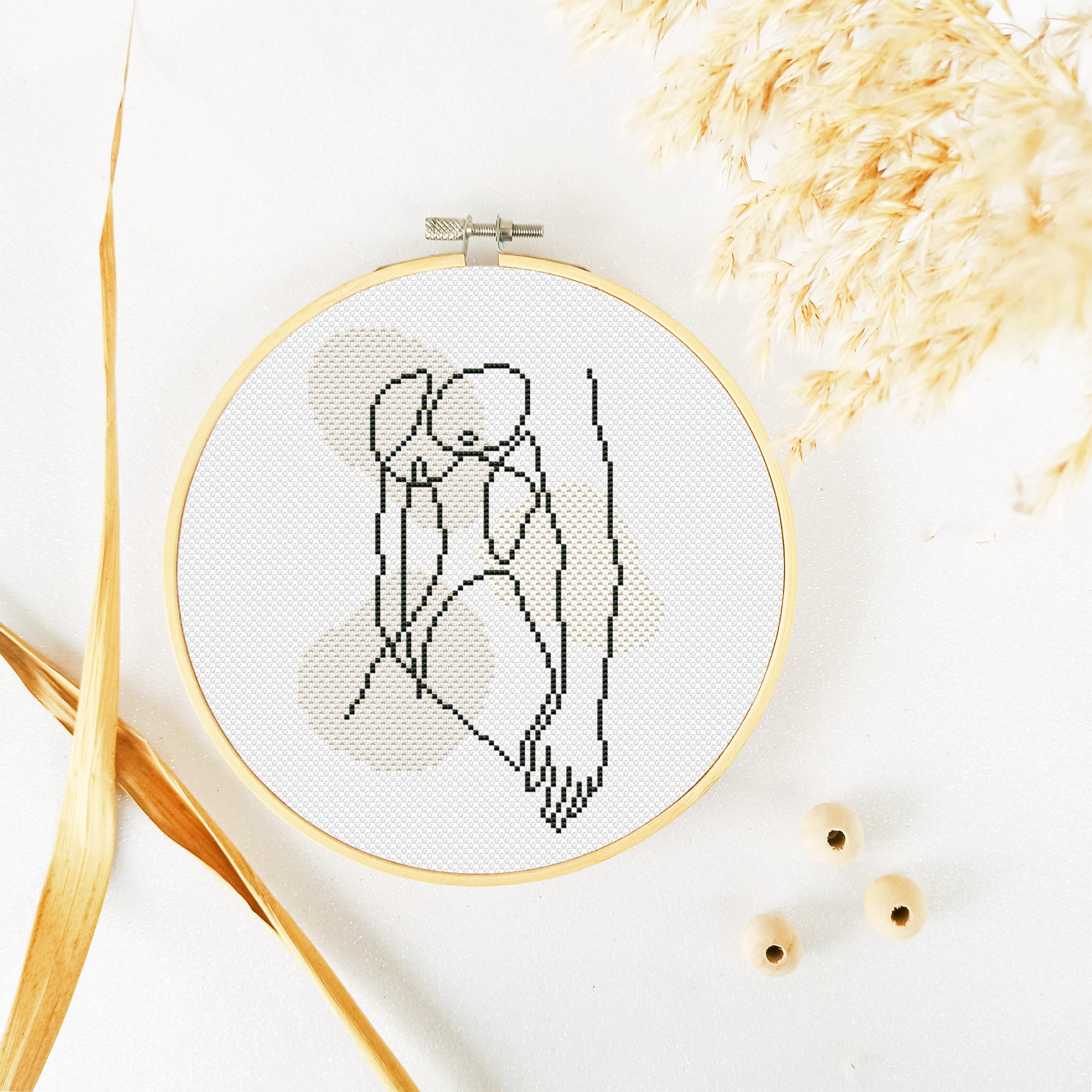 Man One Line Cross Stitch Pattern PDF Boho Hand Embrodiery - Etsy