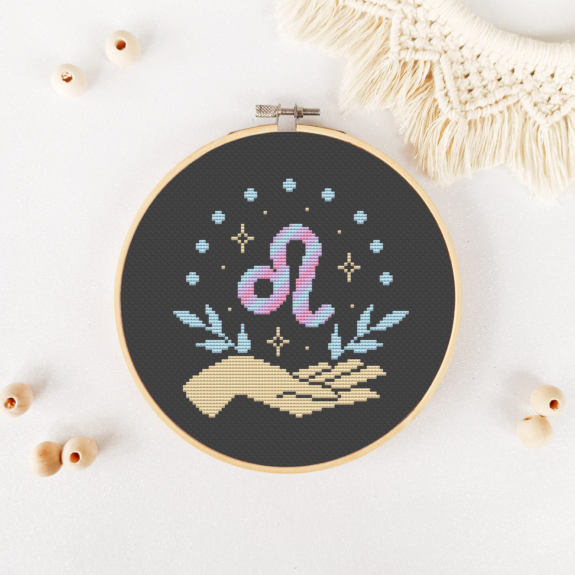 Leo Cross Stitch Pattern PDF Zodiac Sign Hand Embroidery | Etsy