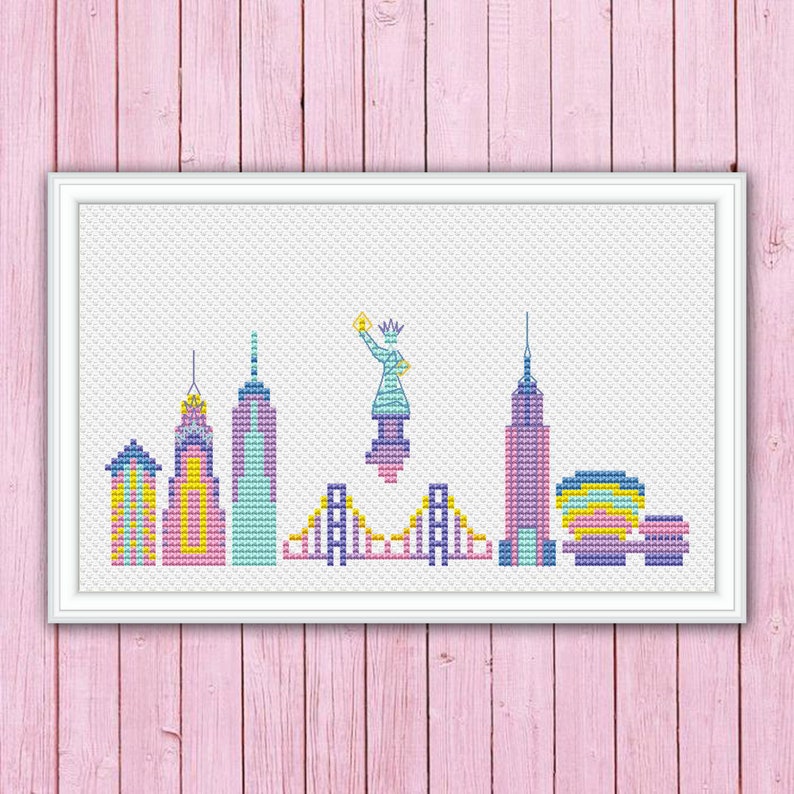 New York Cross Stitch Pattern PDF City Skyline Hand | Etsy