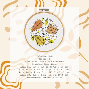 Autumn Leaf Cross Stitch Pattern PDF, Fall Cross Stitch, Leaves Hand ...