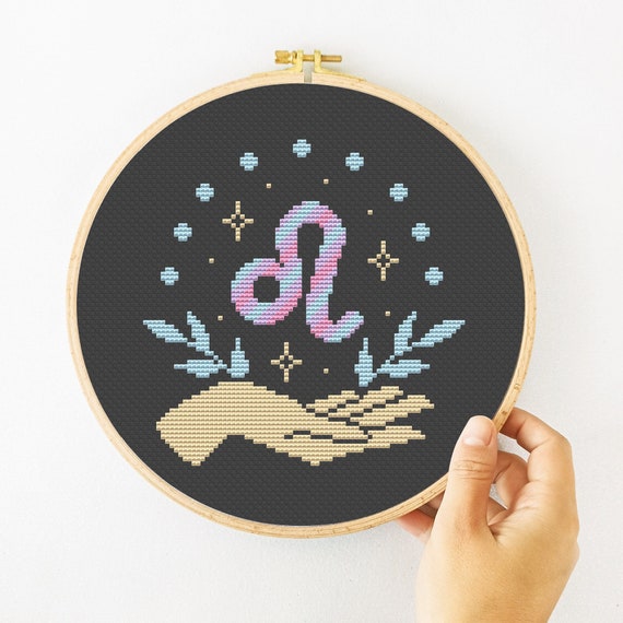 Leo Cross Stitch Pattern PDF Zodiac Sign Hand Embroidery | Etsy