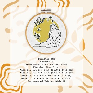 Body Positive Cross Stitch Pattern PDF, Boho Woman Cross Stitch, Snake ...