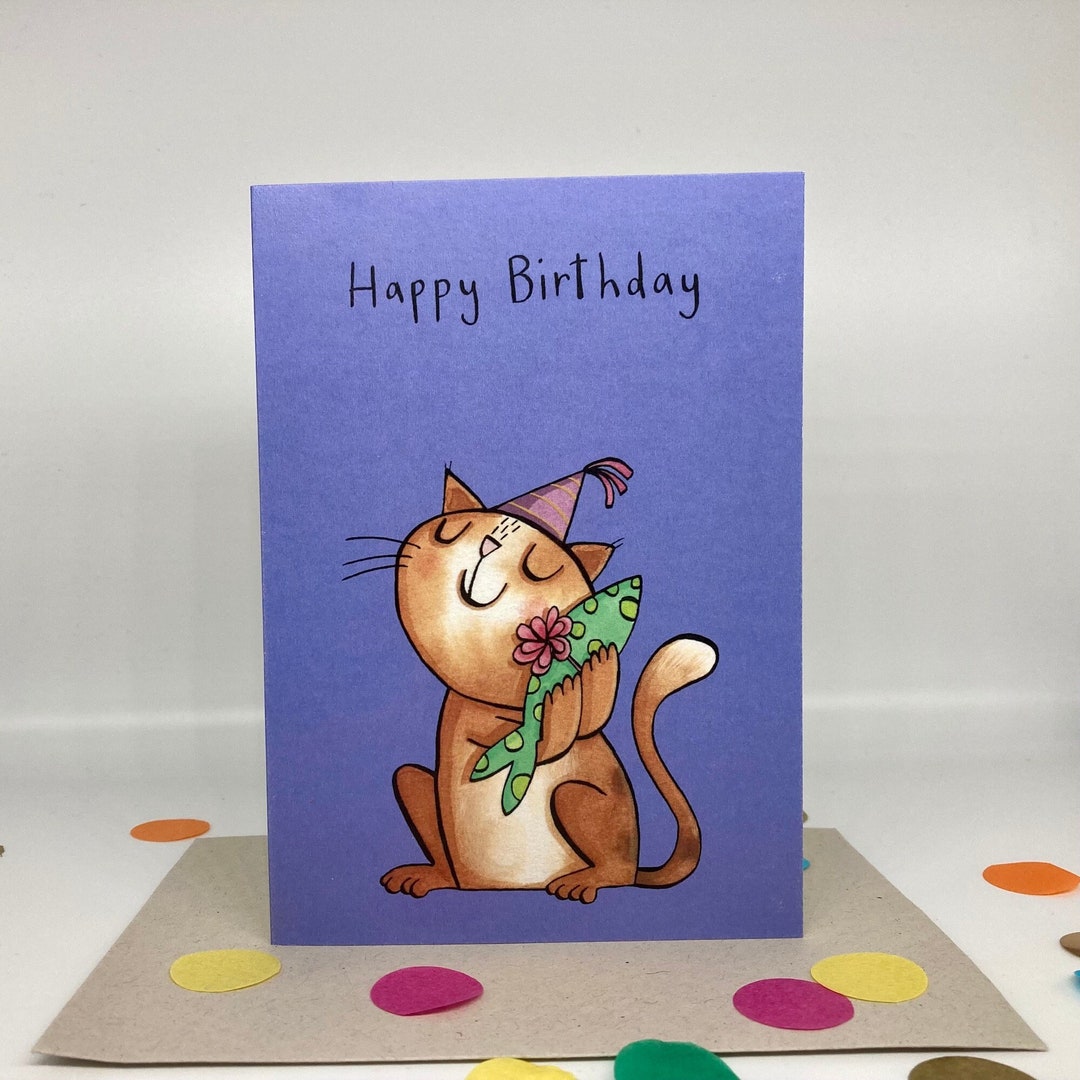 Happy Birthday Card, Birthday Cat Card, Cat Lady, Mums Birthday, Nans ...