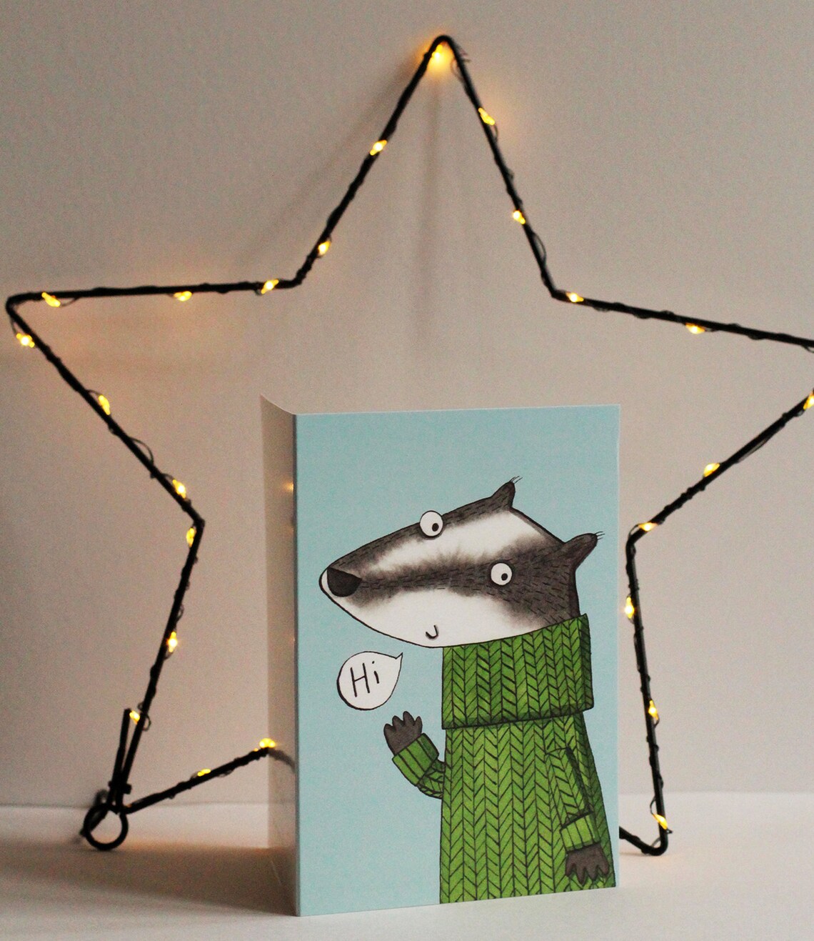 Waving Badger Card Hi Hello Greetings Card Blank - Etsy UK