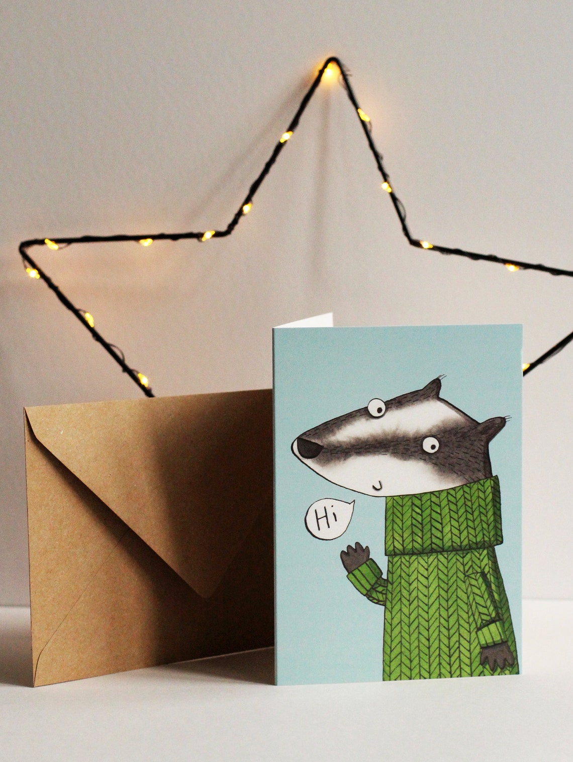 Waving Badger Card Hi Hello Greetings Card Blank - Etsy UK