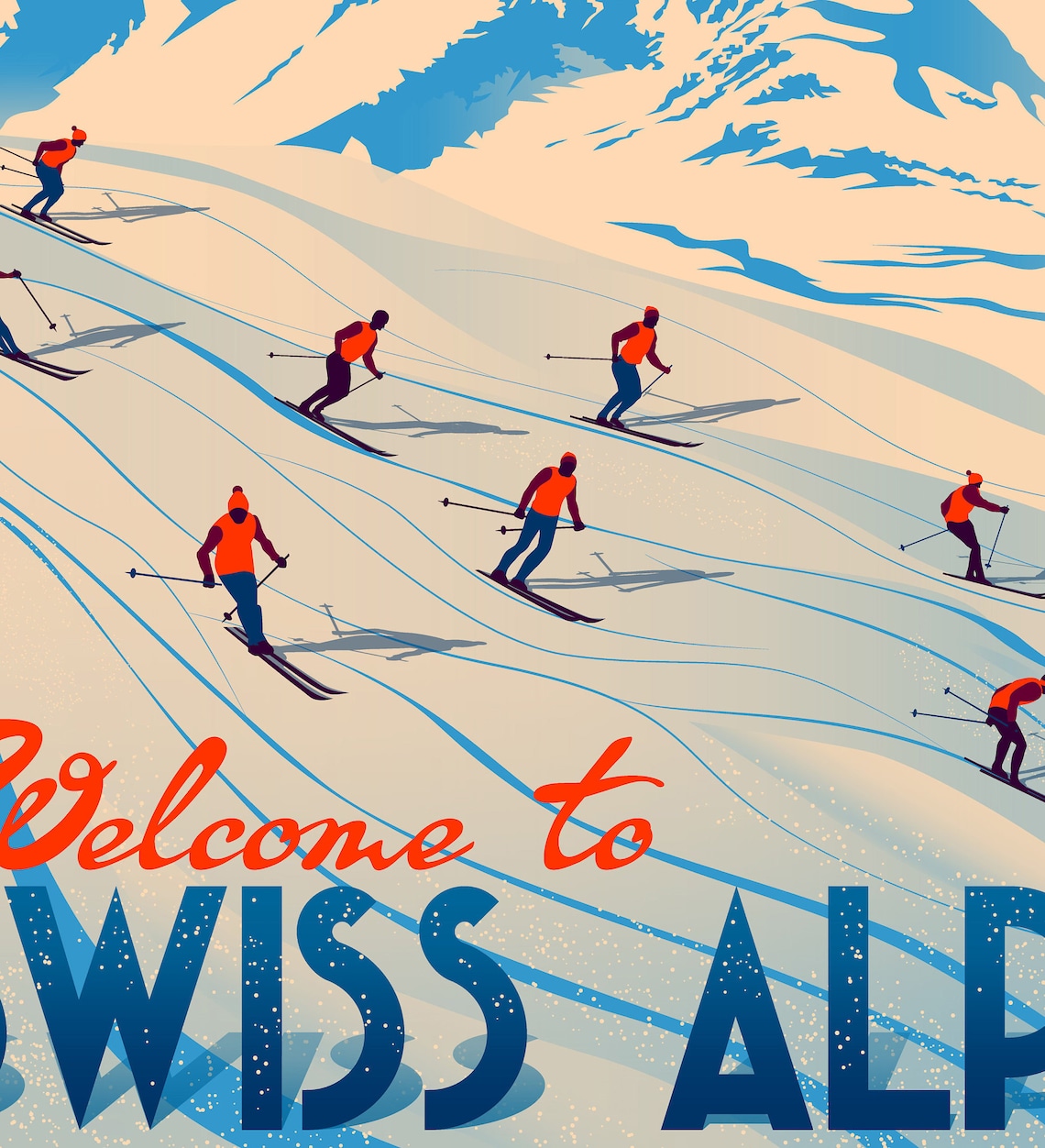 Ski Poster Swiss Alps Poster Retro Vintage Wall Art Decor | Etsy