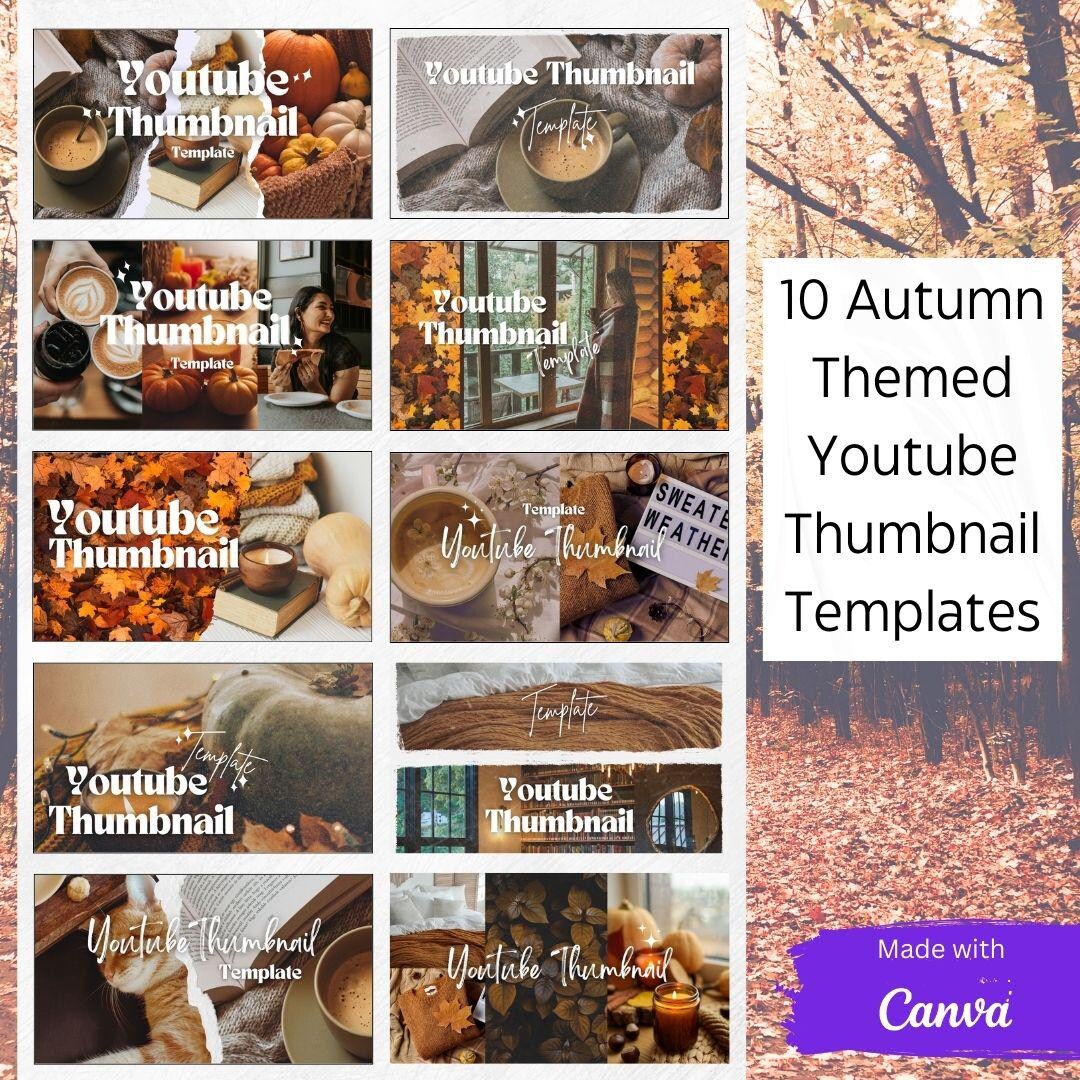 10 Autumn-themed Youtube Thumbnail Templates | Cozy Fall Digital ...