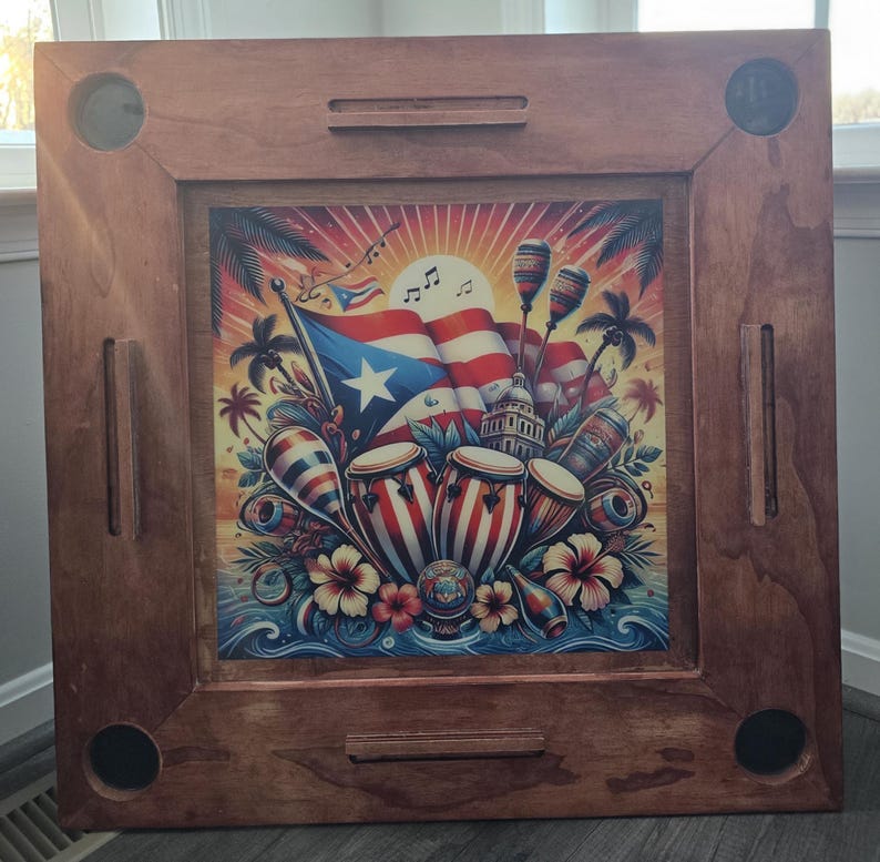 Puerto Rico-themed Handmade Domino Table With Epoxy Flood Play Area ...