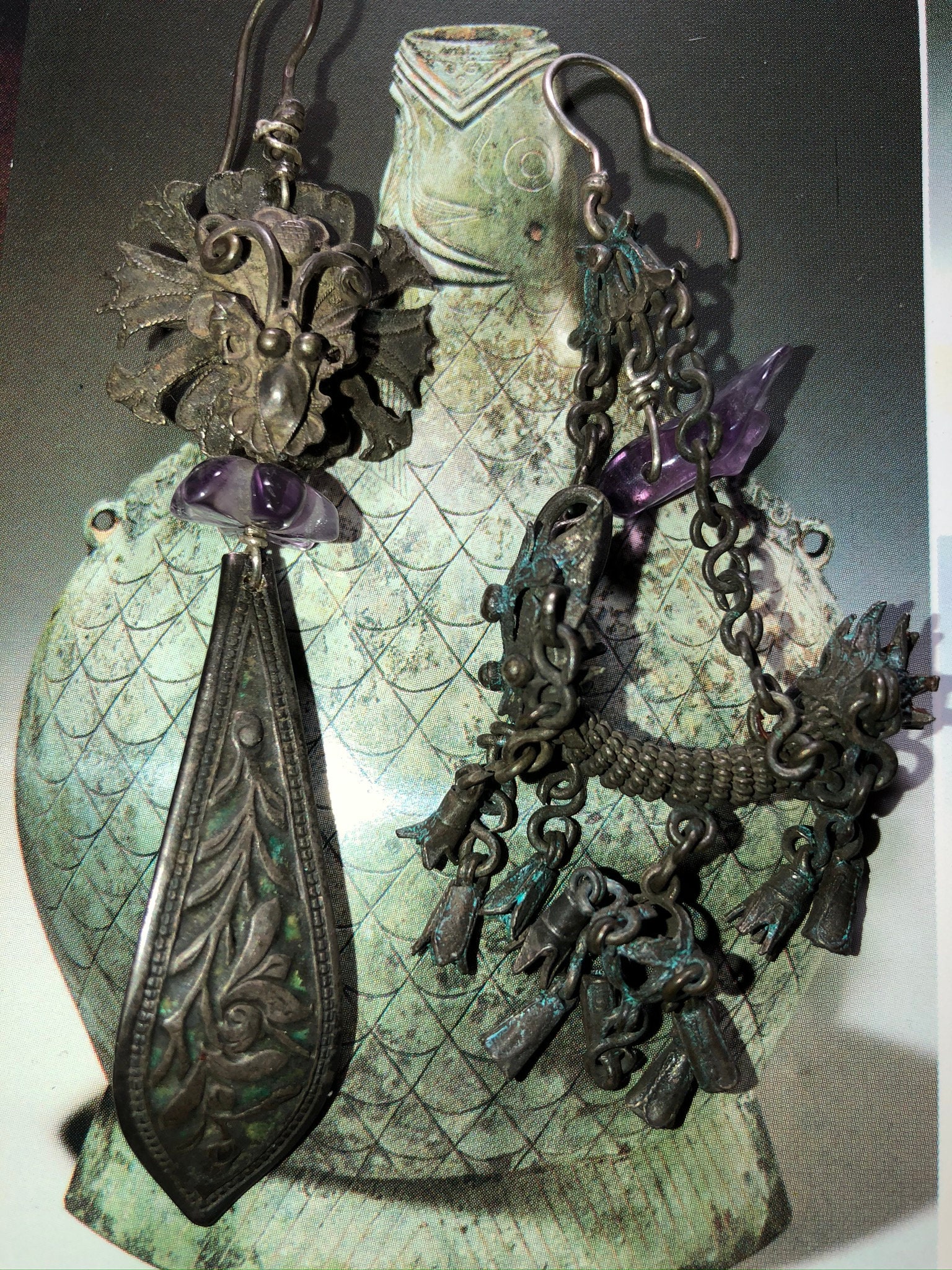 Set Ch'ing Dynasty Asian Ethnic Pendant Earrings - Etsy
