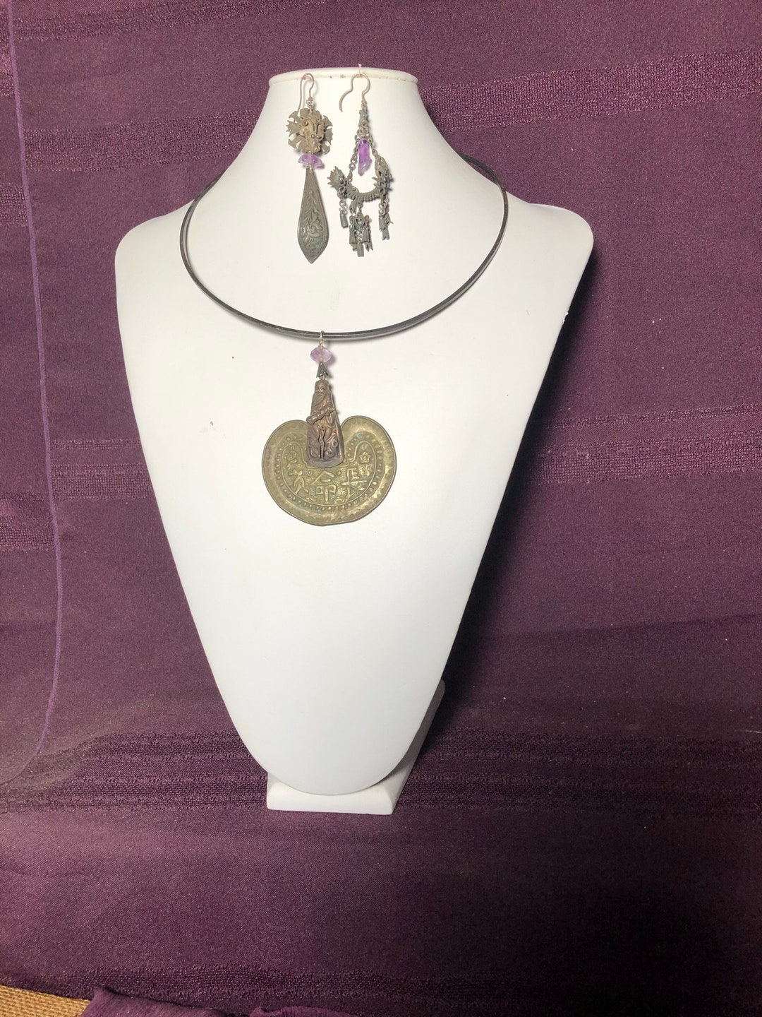 Set, Ch'ing Dynasty, Asian, Ethnic, Pendant, Earrings, Mismatched ...
