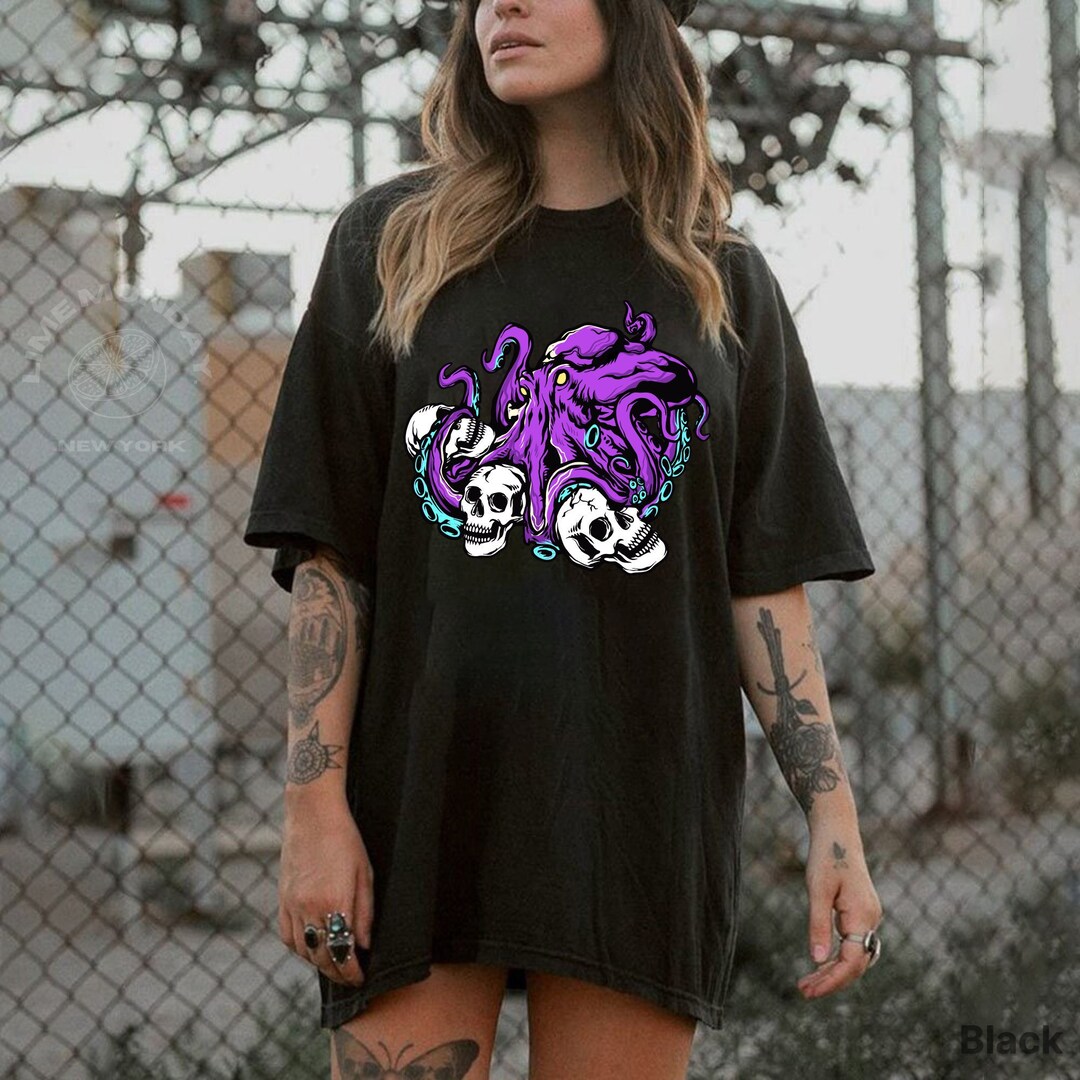 Octopus Skull Grunge Aesthetic Y2k E-girl 90s 2000s Retro Mall Emo 5xl ...