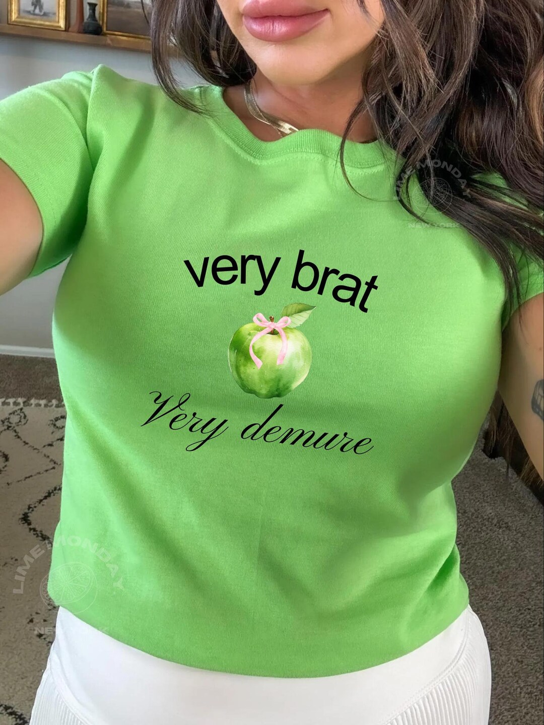 Very Brat Baby Tee X Very Demure Apple Green I'm so Julia Lime Green ...