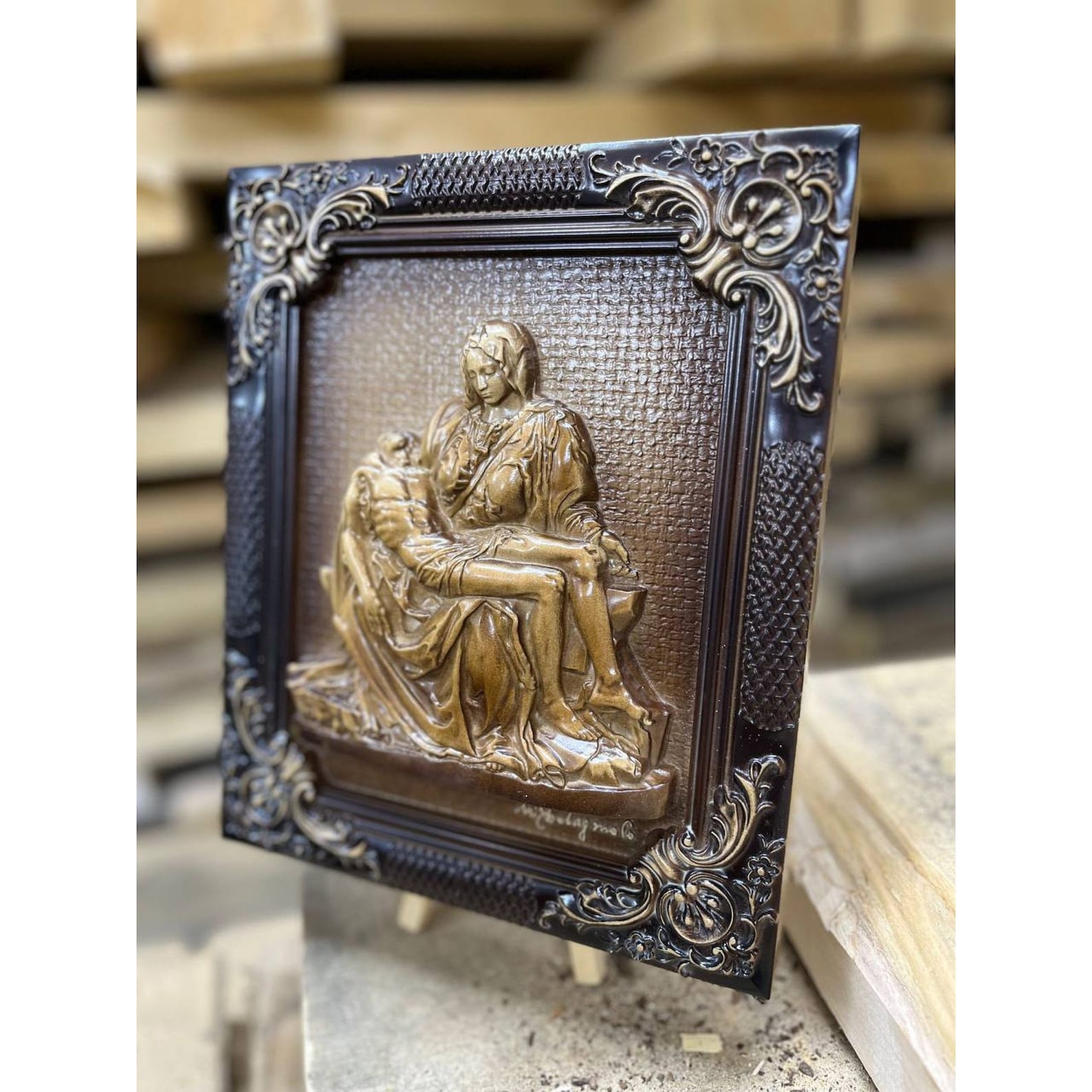 Pieta, Michelangelo, Exclusive 3D Painting, Maple Wood, Protective ...
