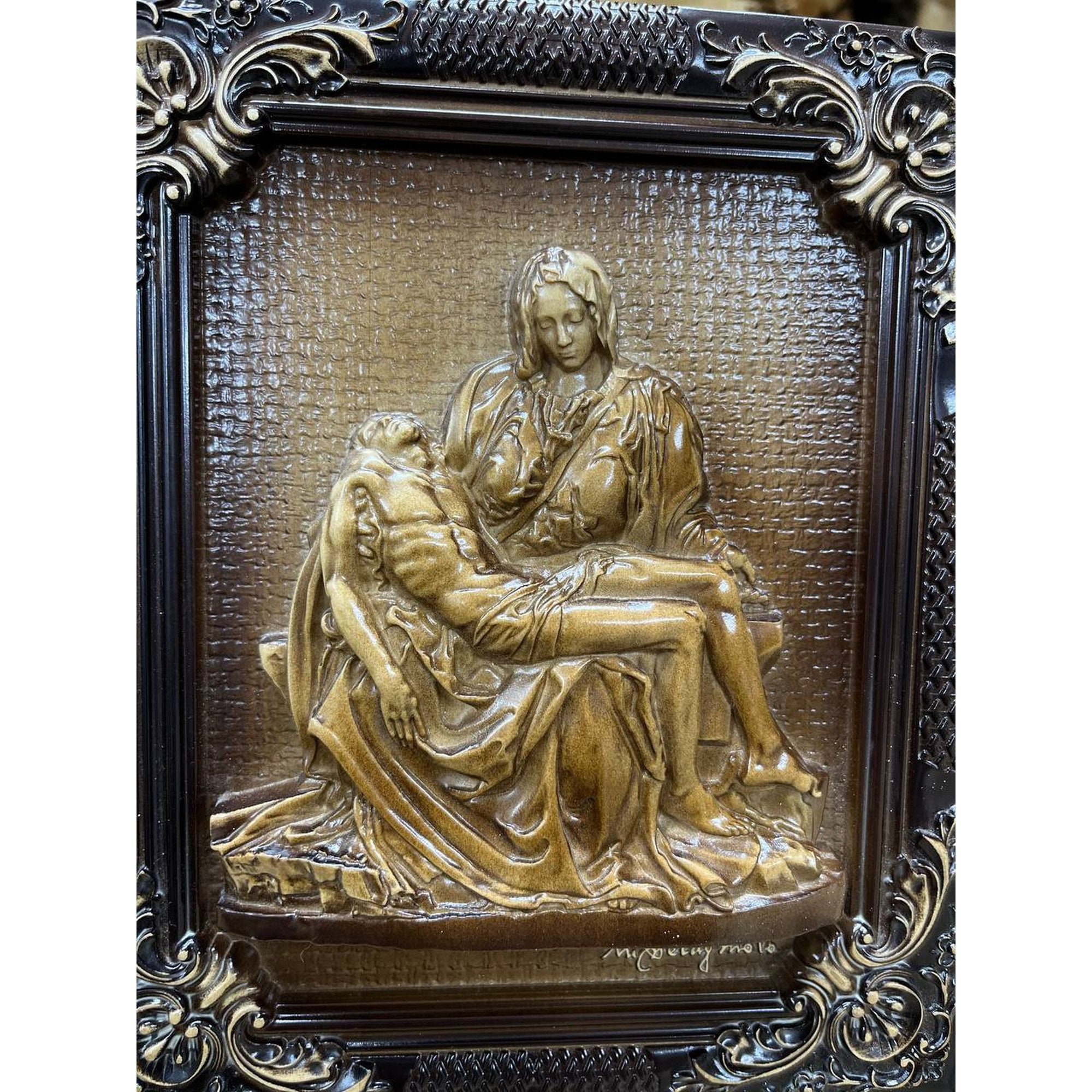 Pieta, Michelangelo, Exclusive 3D Painting, Maple Wood, Protective ...