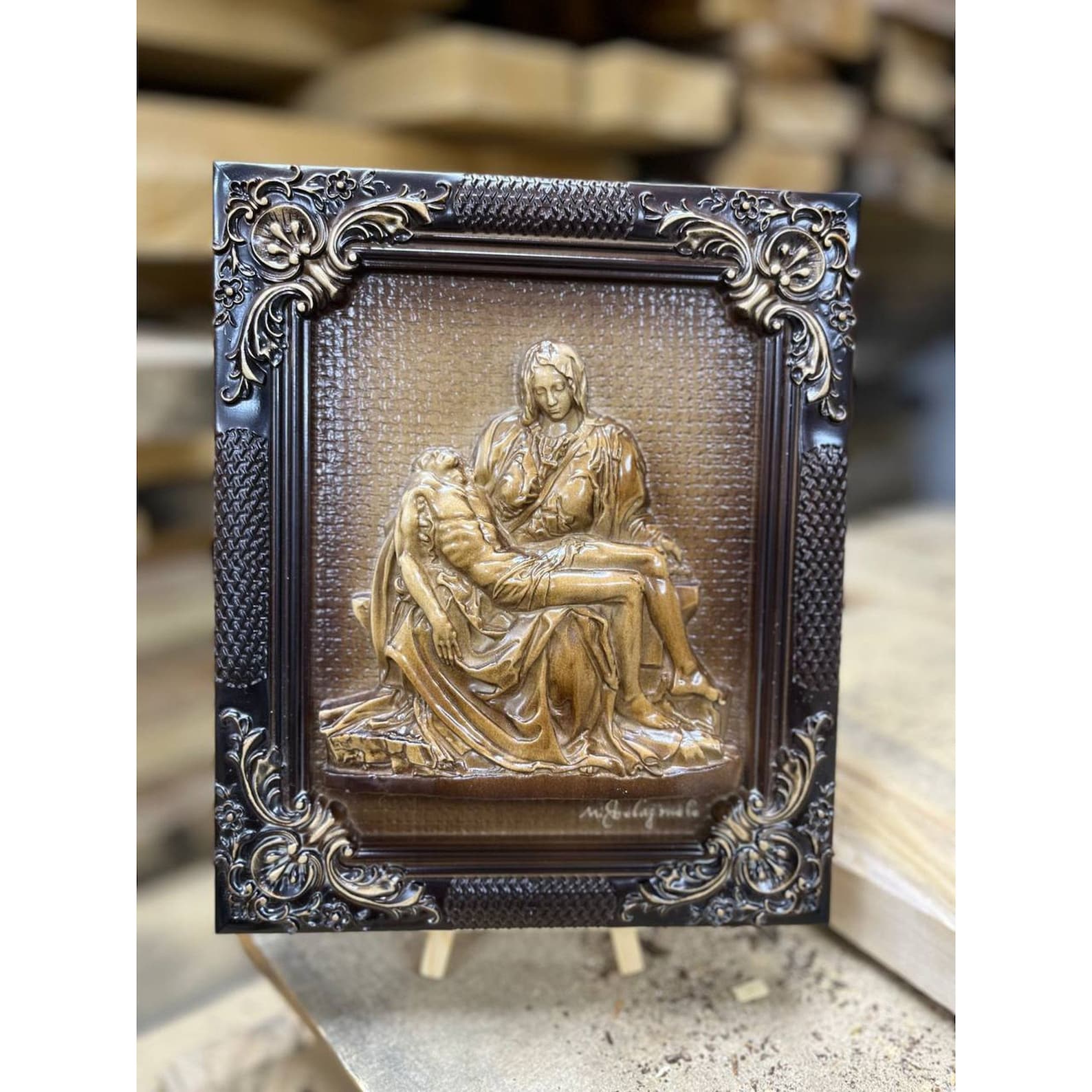 Pieta, Michelangelo, Exclusive 3D Painting, Maple Wood, Protective ...