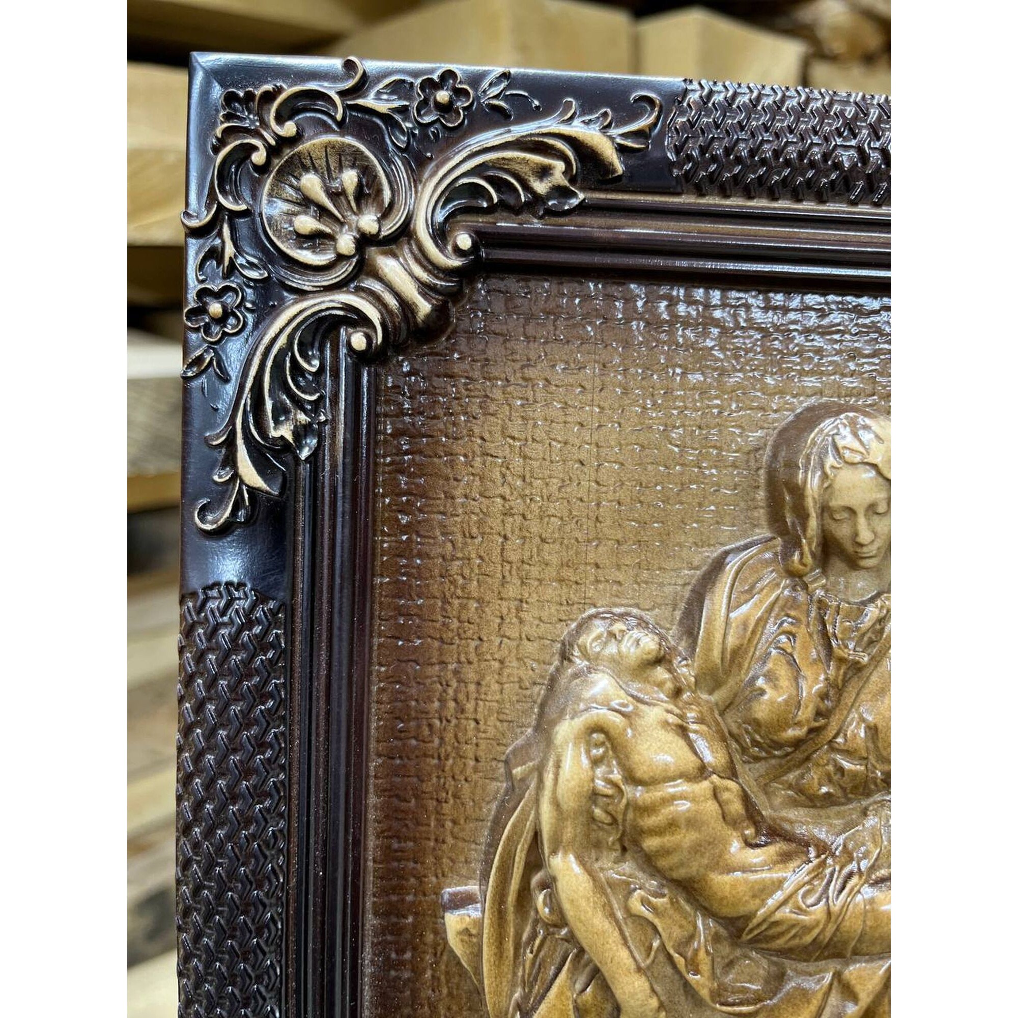 Pieta, Michelangelo, Exclusive 3D Painting, Maple Wood, Protective ...