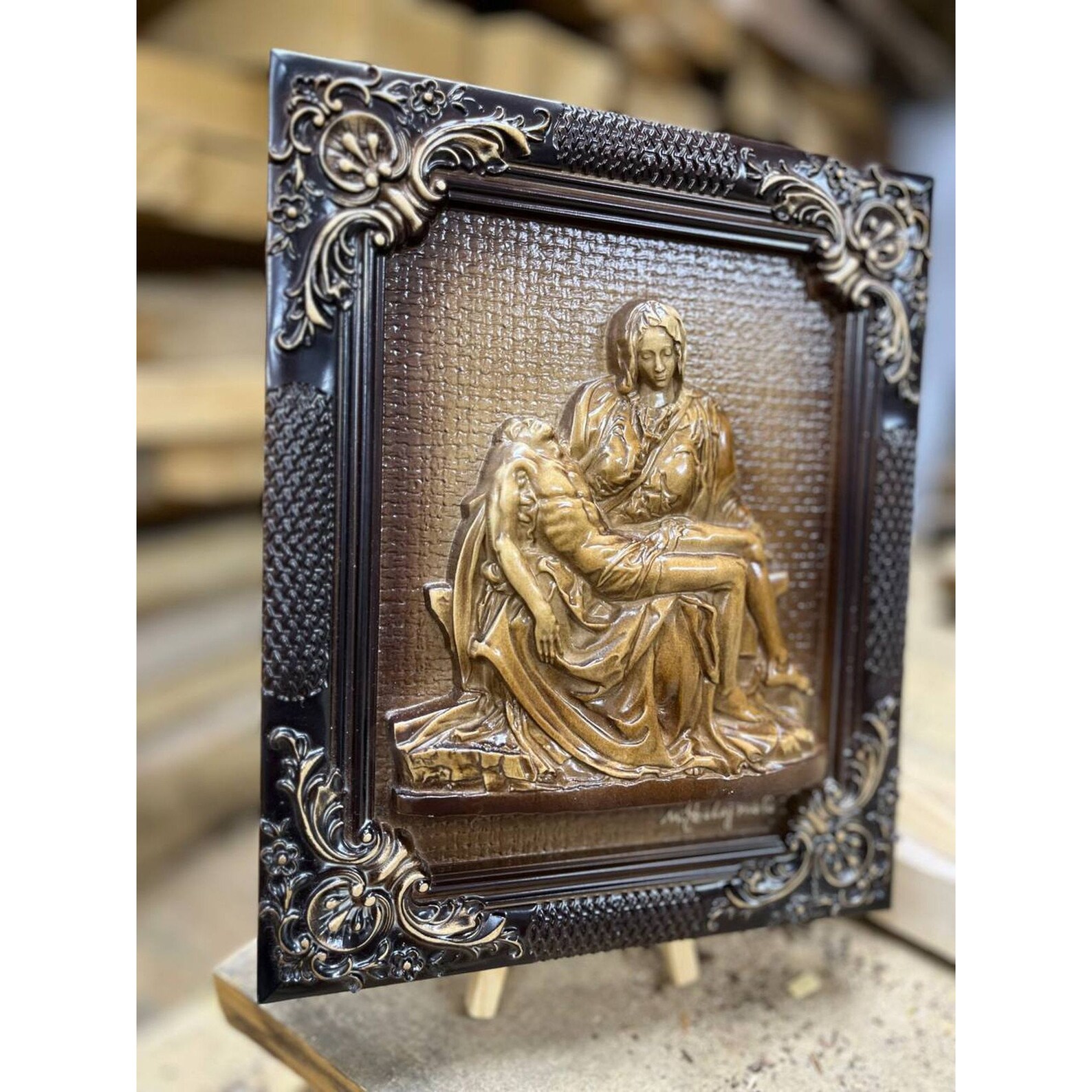 Pieta, Michelangelo, Exclusive 3D Painting, Maple Wood, Protective ...