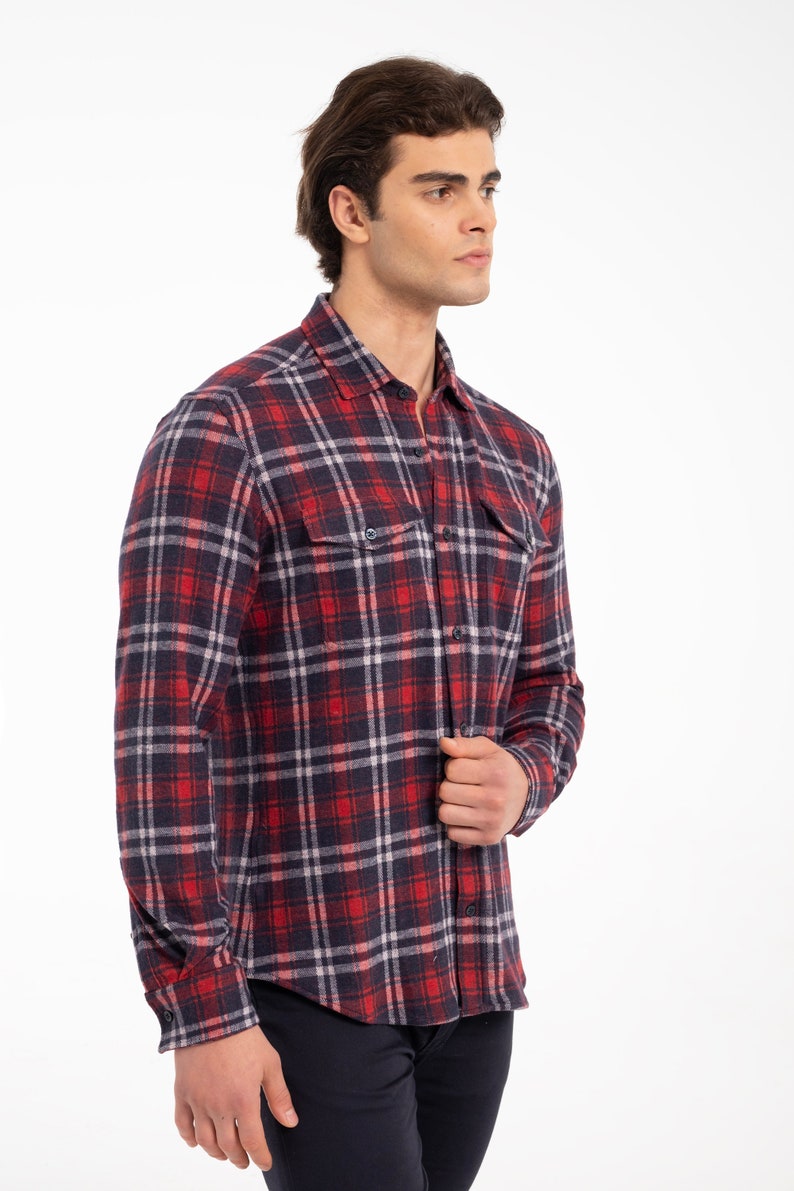Vintage Lumberjack Flannel Plaid Men's Shirt, Long Sleeve Shirt, Button ...