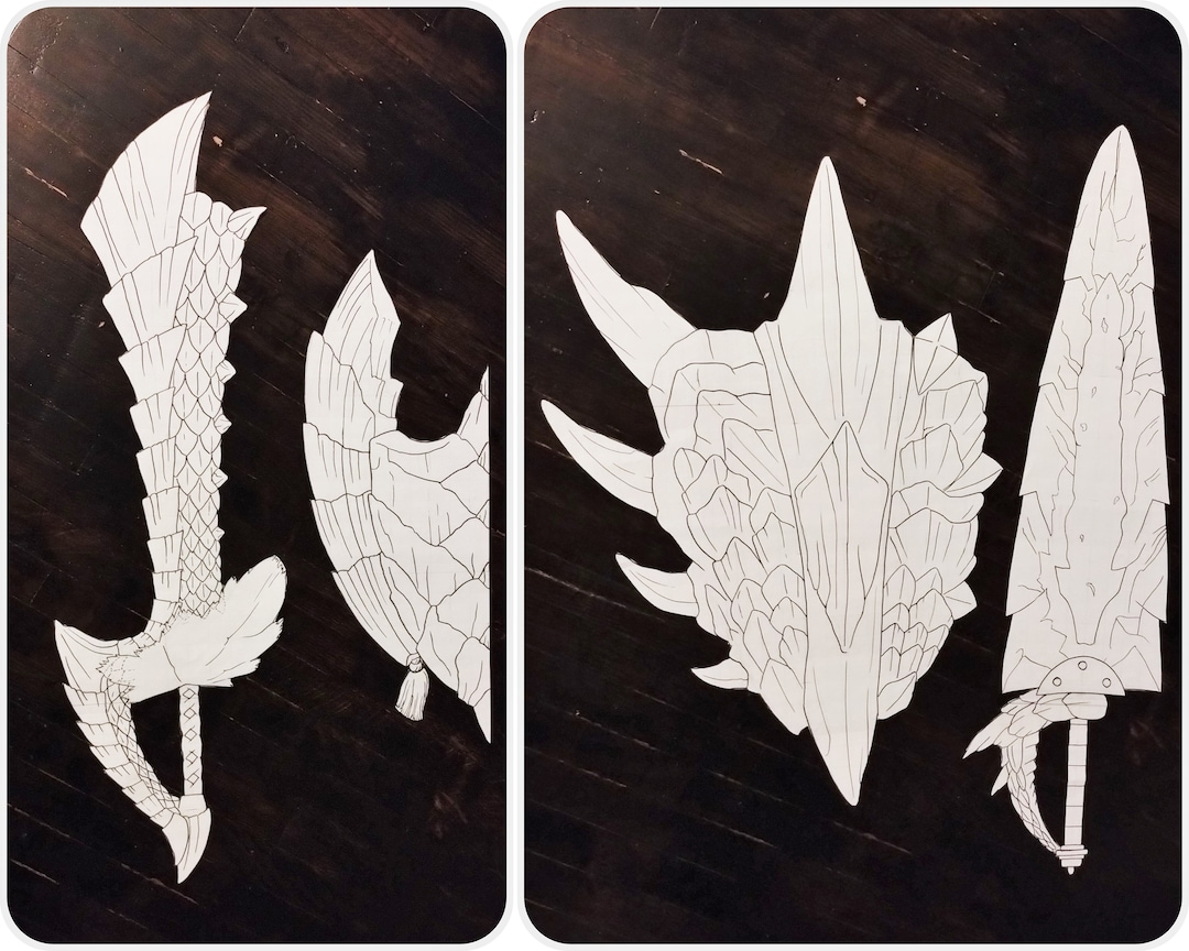 Monster Hunter Patterns: Rathalos & Zinogre Sword and Shield - Etsy