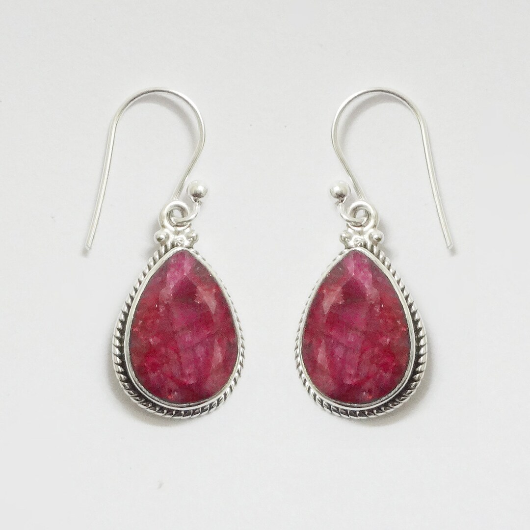 Red Blood Ruby Teardrop Earrings, Gift for Her-simple Beautiful ...