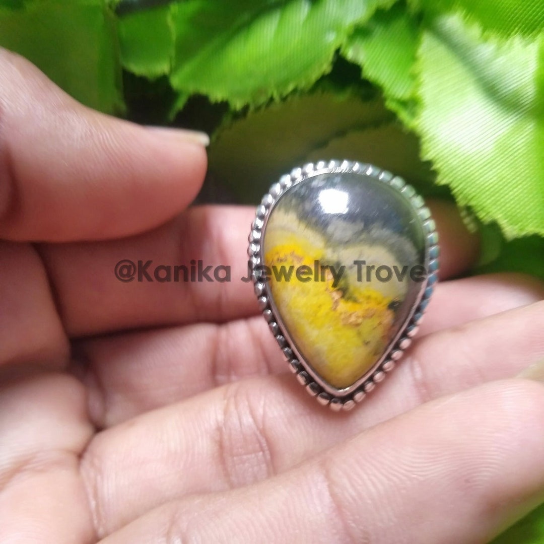 Beautiful Bumble Bee Jasper Ring, Bohemian Ring, Statement Rings, 925 ...